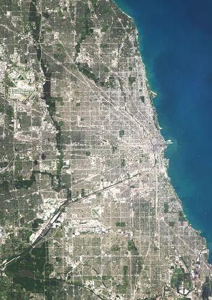 Colour Satellite Image Chicago Illinois Usa Editorial Stock Photo ...