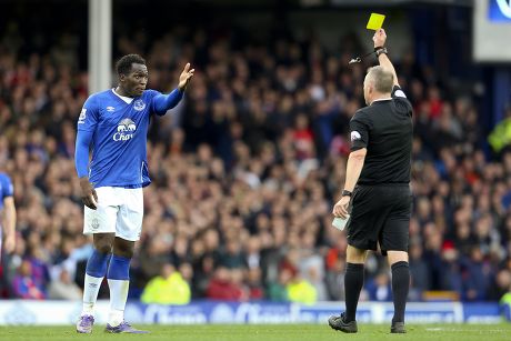 Evertons Romelu Lukaku Receives Yellow Card Editorial Stock Photo ...