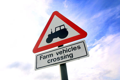 Road Sign Warning Motorists Farm Vehicles Editorial Stock Photo - Stock ...