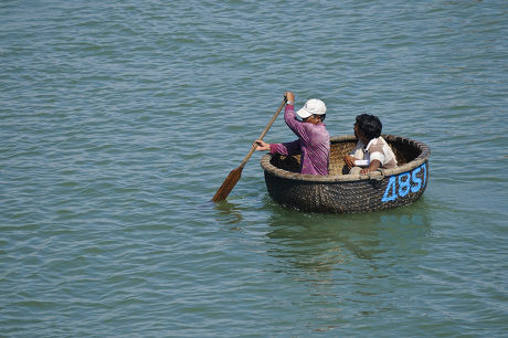 Traditional Round Wicker Boat On Cai Editorial Stock Photo - Stock ...