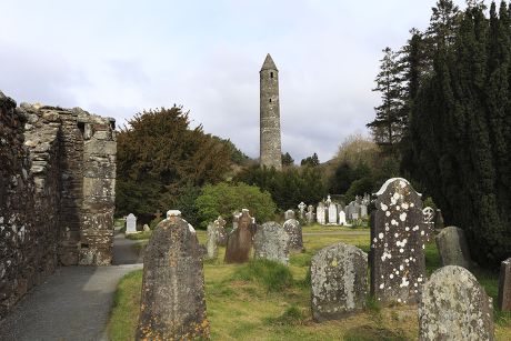 Round Tower Cemetery On Glendalough Monastery Editorial Stock Photo ...