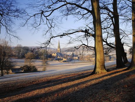 Edensor Village Chatsworth Park Winter Bakewell Editorial Stock Photo ...