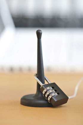 Wlan Antenna Combination Lock Symbolic Image Editorial Stock Photo ...