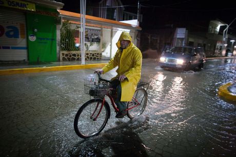 Man Rides His Bicycle Rain Caused Editorial Stock Photo - Stock Image ...