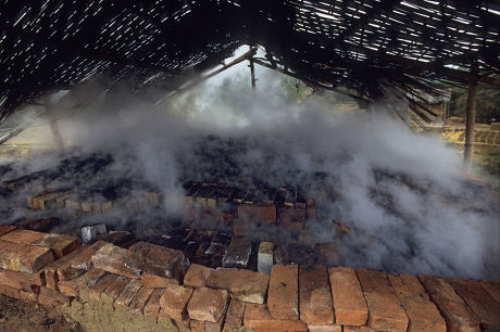 Brick Making Smoking Coal Fired Brick Editorial Stock Photo - Stock ...
