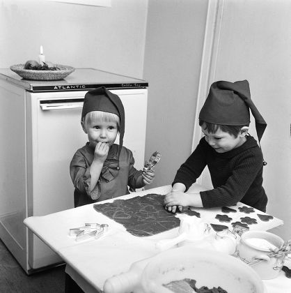 Children Baking Christmas Cookies 1968 Editorial Stock Photo - Stock ...