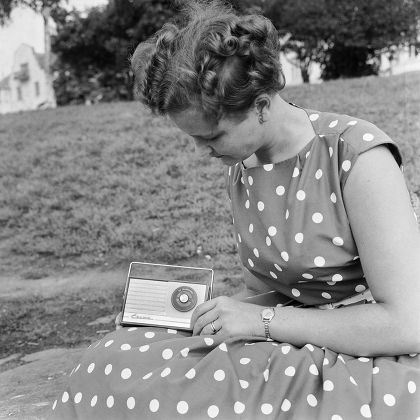 Young Woman Portable Transistor Radio Editorial Stock Photo - Stock ...