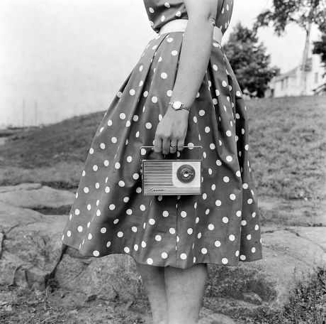 Young Woman Portable Transistor Radio Editorial Stock Photo - Stock ...