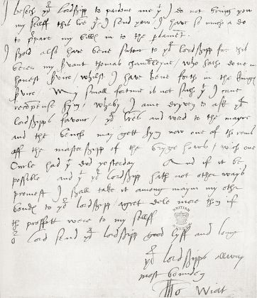 Letter Sir Thomas Wyatt Sir Thomas Editorial Stock Photo - Stock Image ...