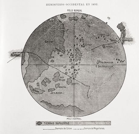 Map Western Hemisphere 1492 La Ilustracion Editorial Stock Photo ...