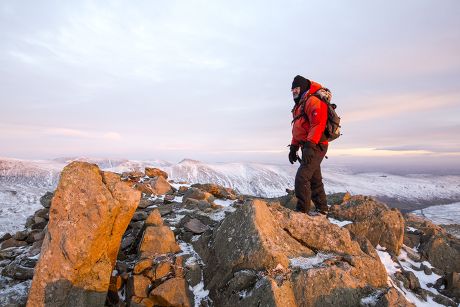 Walker On Summit Red Screes Sunset Editorial Stock Photo - Stock Image ...