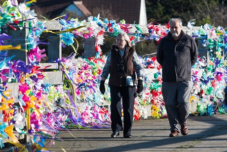 Couple Observe Hundreds Coloured Ribbons Fly Editorial Stock Photo ...