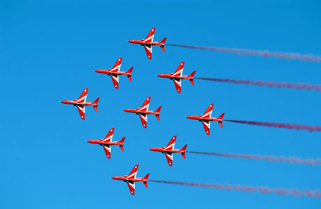 Red Arrows Aircraft Display Editorial Stock Photo - Stock Image ...