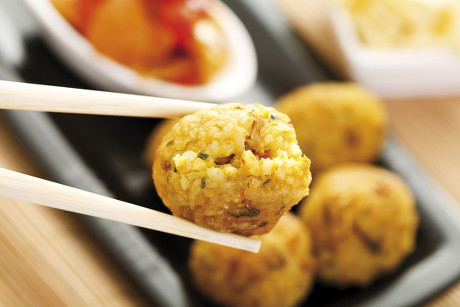 Asian Curryflavoured Ball Rice Held Chopsticks Editorial Stock Photo ...