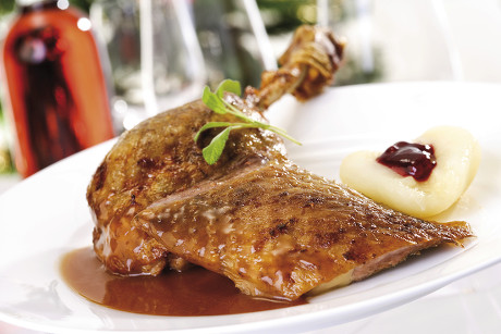 Roast Goosebreast Gooseleg Gravy Stuffed Pear Editorial Stock Photo ...