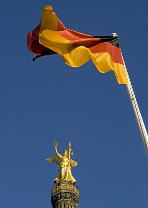 Siegessaeule Victory Column German Flag Berlin Editorial Stock Photo ...