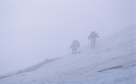 Two Mountain Climbers Trudging Through Snow Editorial Stock Photo ...