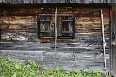 Scythe Rake Wooden Wall Joser Alp Editorial Stock Photo - Stock Image ...