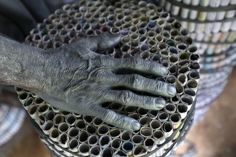 Workers Hand Covered Gun Powder Editorial Stock Photo - Stock Image ...