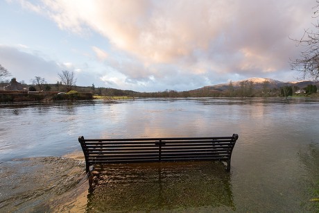 Riverside Bench Surrounded By Water Callander Editorial Stock Photo ...