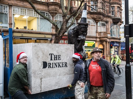 Artist 'AK47' returns stolen Banksy 'The Drinker', London, Britain - 11 ...