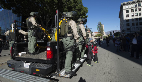 Lapd Police Officers Stand Guard During Editorial Stock Photo - Stock ...
