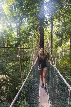 Model Released Tourist Woman On Suspension Editorial Stock Photo ...