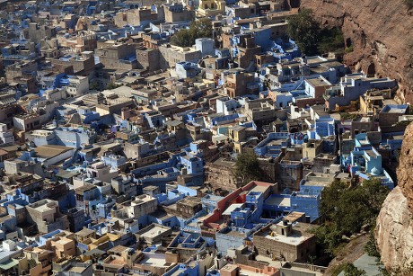View Mehrangarh Fort Onto Brahmapuri Blue Editorial Stock Photo - Stock ...