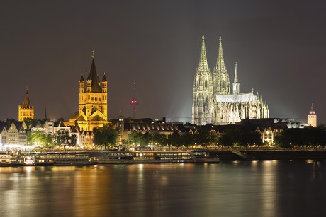 City Panorama Cologne Night Cathedral Philharmonic Editorial Stock ...