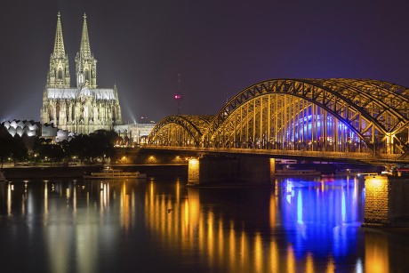 Cologne Night Cathedral Colonius Philharmonie Hohenzollern Editorial ...