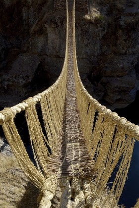 Last Useable Inca Hanging Bridge Rope Editorial Stock Photo - Stock ...