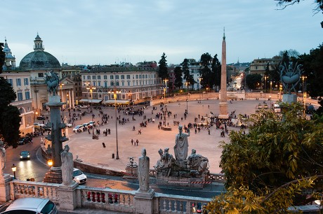 View Overlooking Piazza Dei Popolo Dusk Editorial Stock Photo - Stock ...