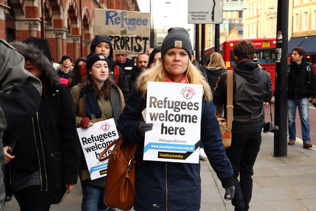 Pro-refugee protest at St Pancras Station, London, Britain - 16 Jan ...