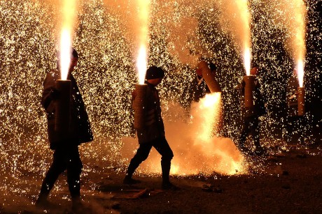 Men Launch Handheld Fireworks During Setsubun Editorial Stock Photo ...