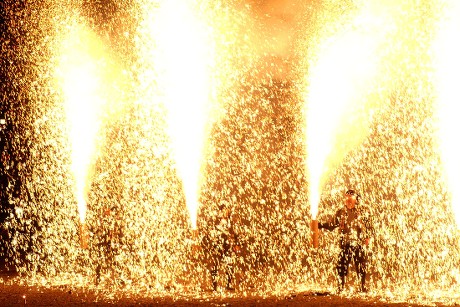 Men Launch Handheld Fireworks During Setsubun Editorial Stock Photo ...