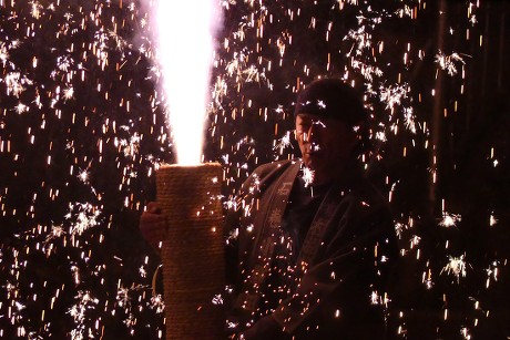 Men Launch Handheld Fireworks During Setsubun Editorial Stock Photo ...