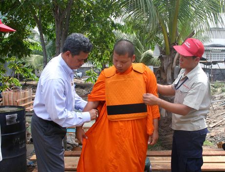 Monk Wears Bullet Proof Vest While Editorial Stock Photo - Stock Image ...