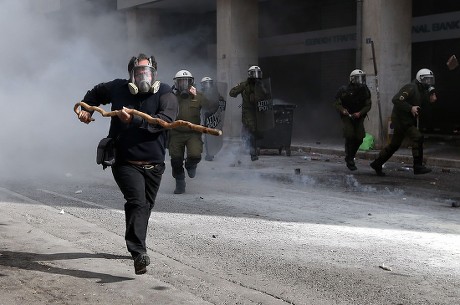 Farmer Stick Chased By Riot Police Editorial Stock Photo - Stock Image ...