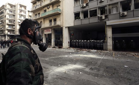 Farmer Wearing Gas Mask Riot Police Editorial Stock Photo - Stock Image ...