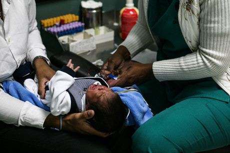 Nurse Takes Blood Sample Newborn Baby Editorial Stock Photo - Stock ...