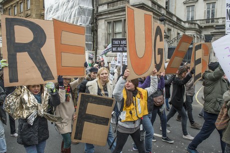 Refugee Protest Takes Over Front March Editorial Stock Photo - Stock ...