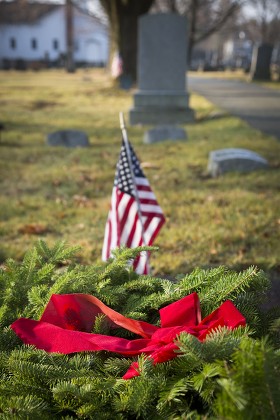 Red Bow Fastened Each Wreath Be Editorial Stock Photo - Stock Image ...