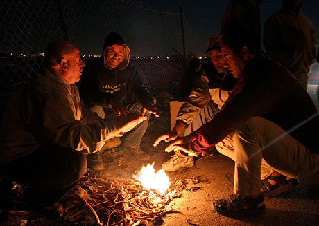 Palestinian Workers Sit Around Fire Aires Editorial Stock Photo - Stock ...
