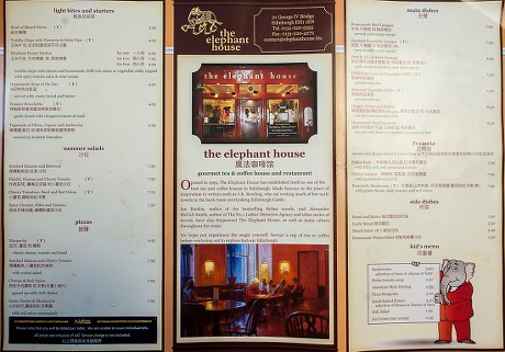 Elephant House Cafe Menu Editorial Stock Photo - Stock Image | Shutterstock