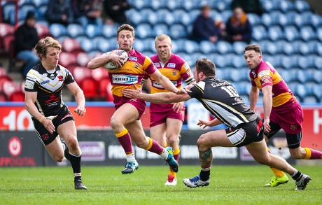 Huddersfields Kyle Wood Tackled By Salfords Editorial Stock Photo ...
