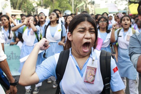 Bangladeshi Students Shout Slogans They Take Editorial Stock Photo ...