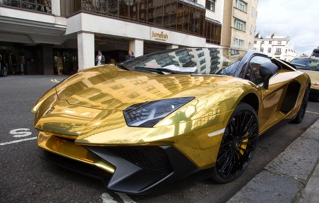 Fleet of gold supercars, London, Britain - 30 Mar 2016 Stock Pictures ...