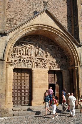 Tympanium On Cathedral Conques Aveyron France Editorial Stock Photo ...