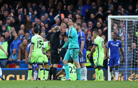 Thibaut Courtois Chelsea Receives Red Card Editorial Stock Photo ...