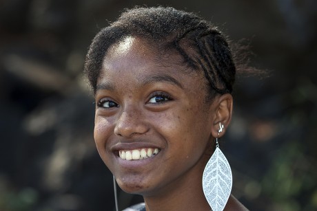 Local Girl Silver Earrings Smiling Portrait Editorial Stock Photo ...